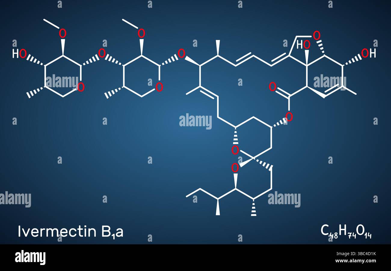 Ivermectin B1a molecule. Antiparasitic agent used in veterinary and ...