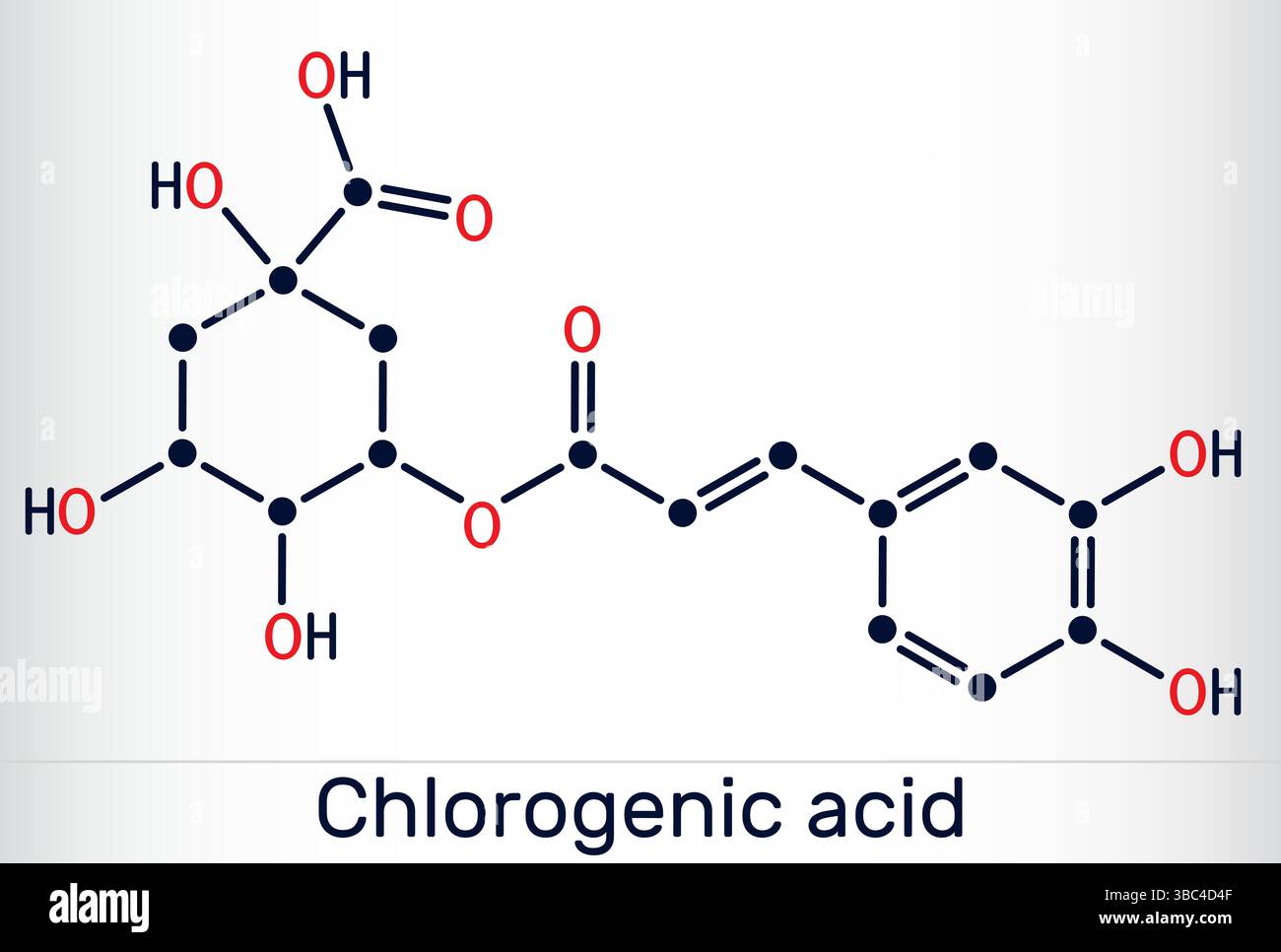 Chlorogenic acid molecule. Chemical structure of plant-based polyphenol ...