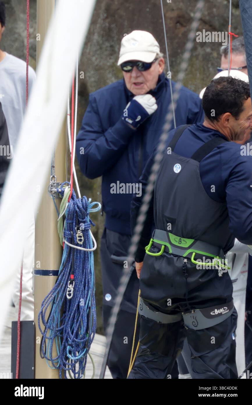 King Juan Carlos disembarking, on May 18, 2025, in Sanxenxo (Spain ...