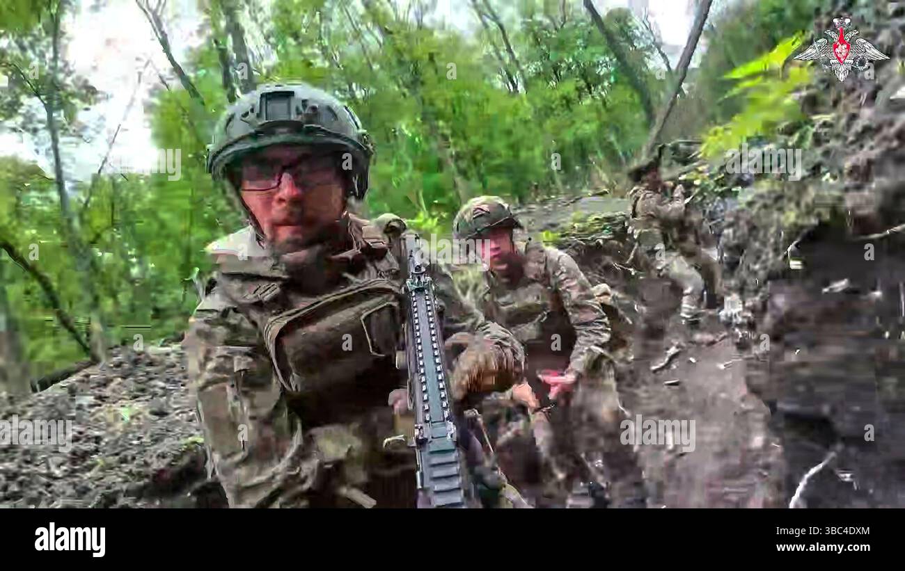 In this photo taken from video distributed by the Russian Defense ...