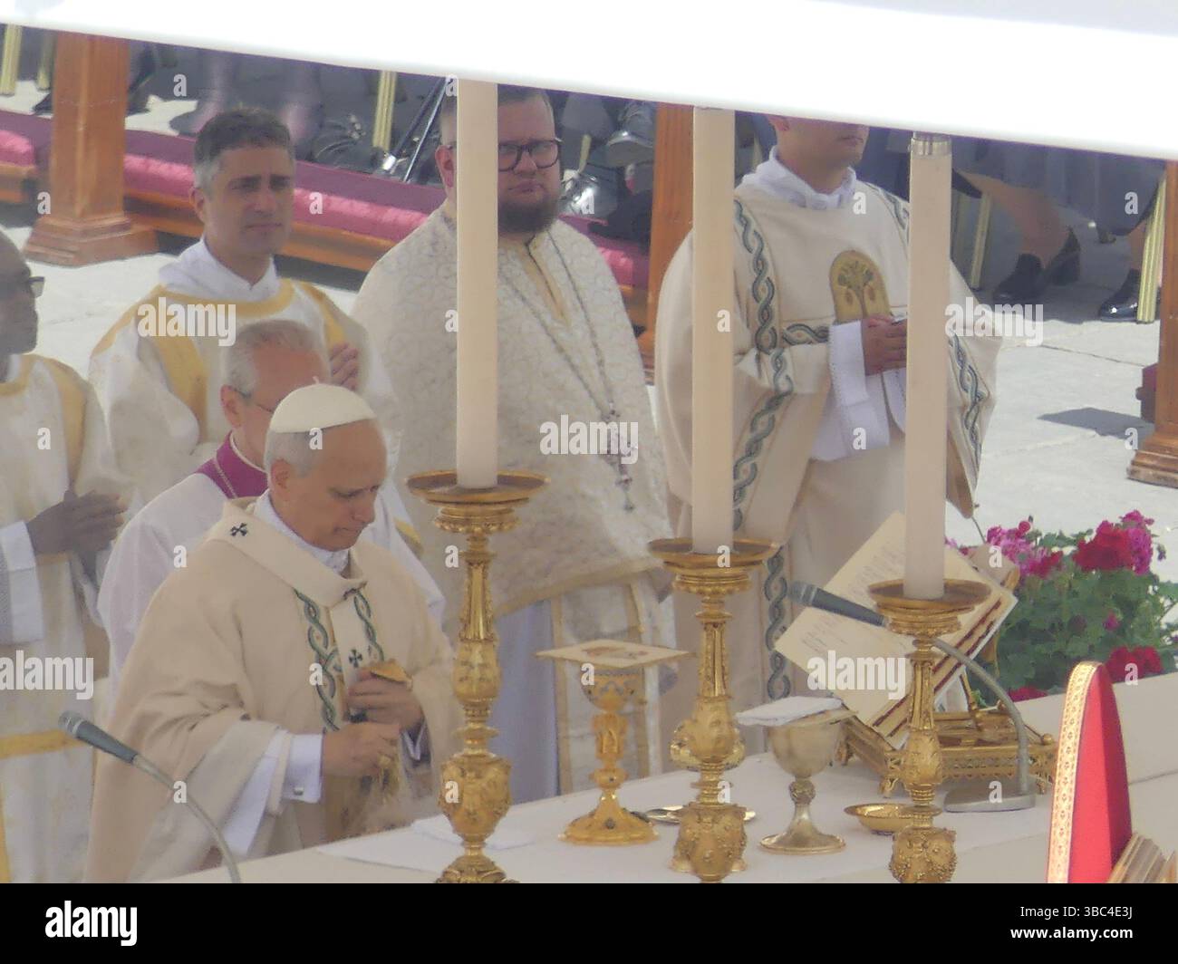 Vatican City, Vatican. May 18, 2025, Vatican, Italy: (int) pope leo xiv presides over inaugural ...