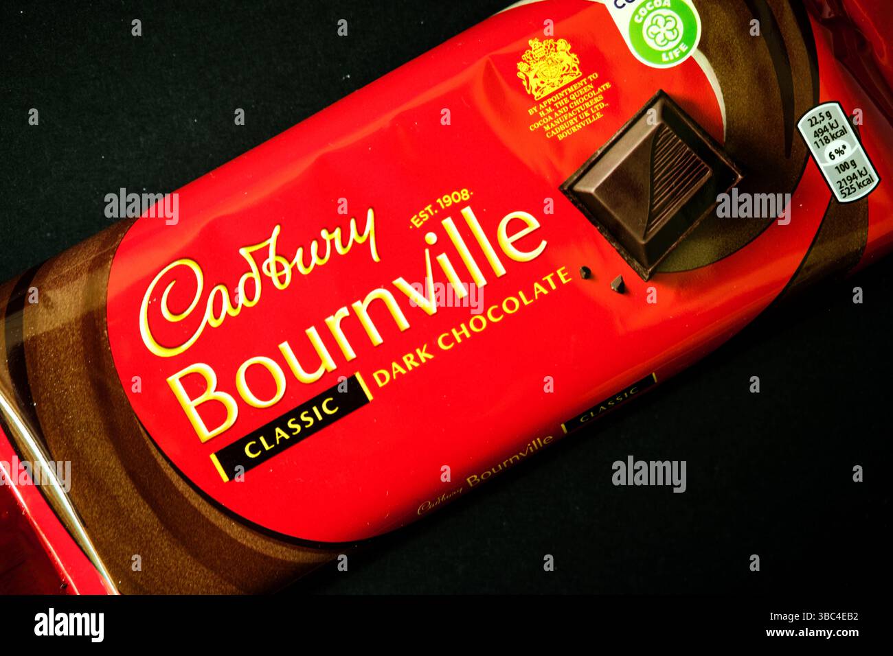 London UK, May 18 2025, A Bar Of Cadbury Bournville Plain Chocolate ...