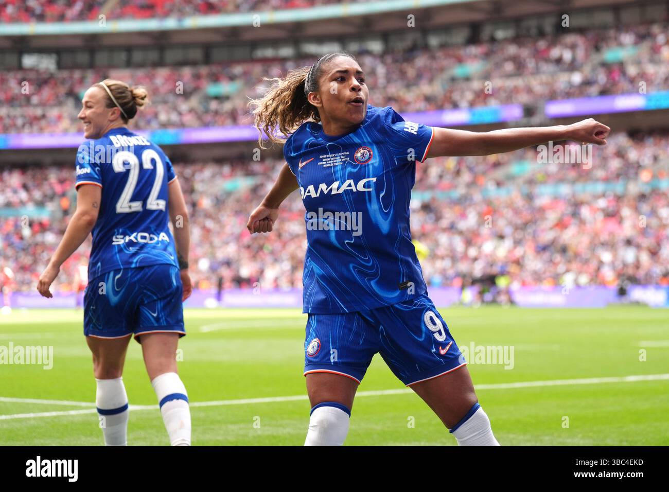 Chelsea's Catarina Macario (right) celebrates scoring their side's ...