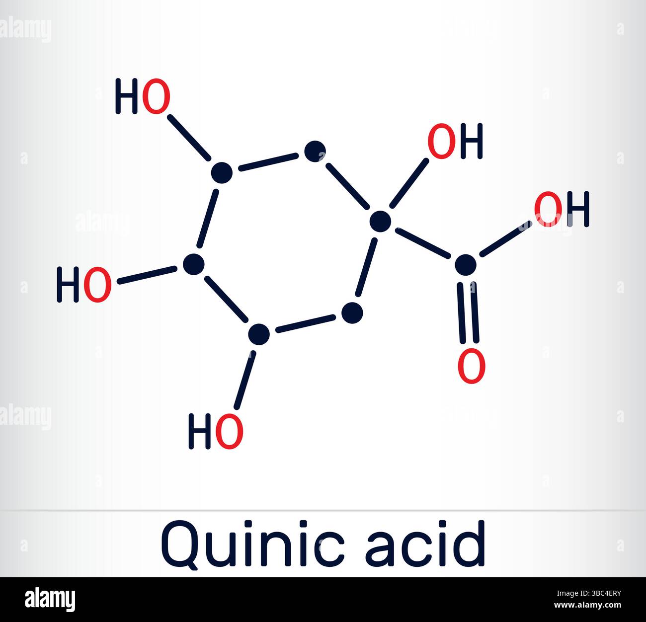 Quinic acid molecule. Natural plant-derived compound with antioxidant ...