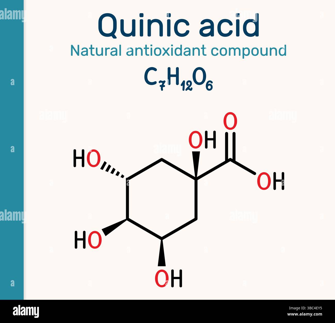 Quinic acid molecule. Natural plant-derived compound with antioxidant ...