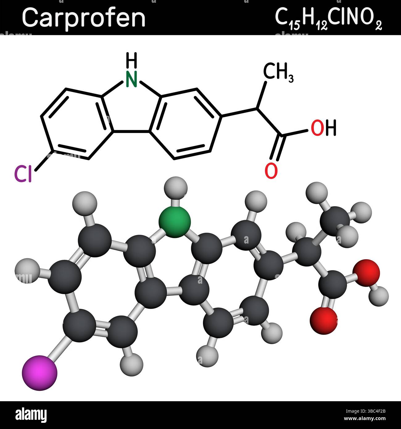 Carprofen NSAID molecule structure, nonsteroidal anti-inflammatory drug ...