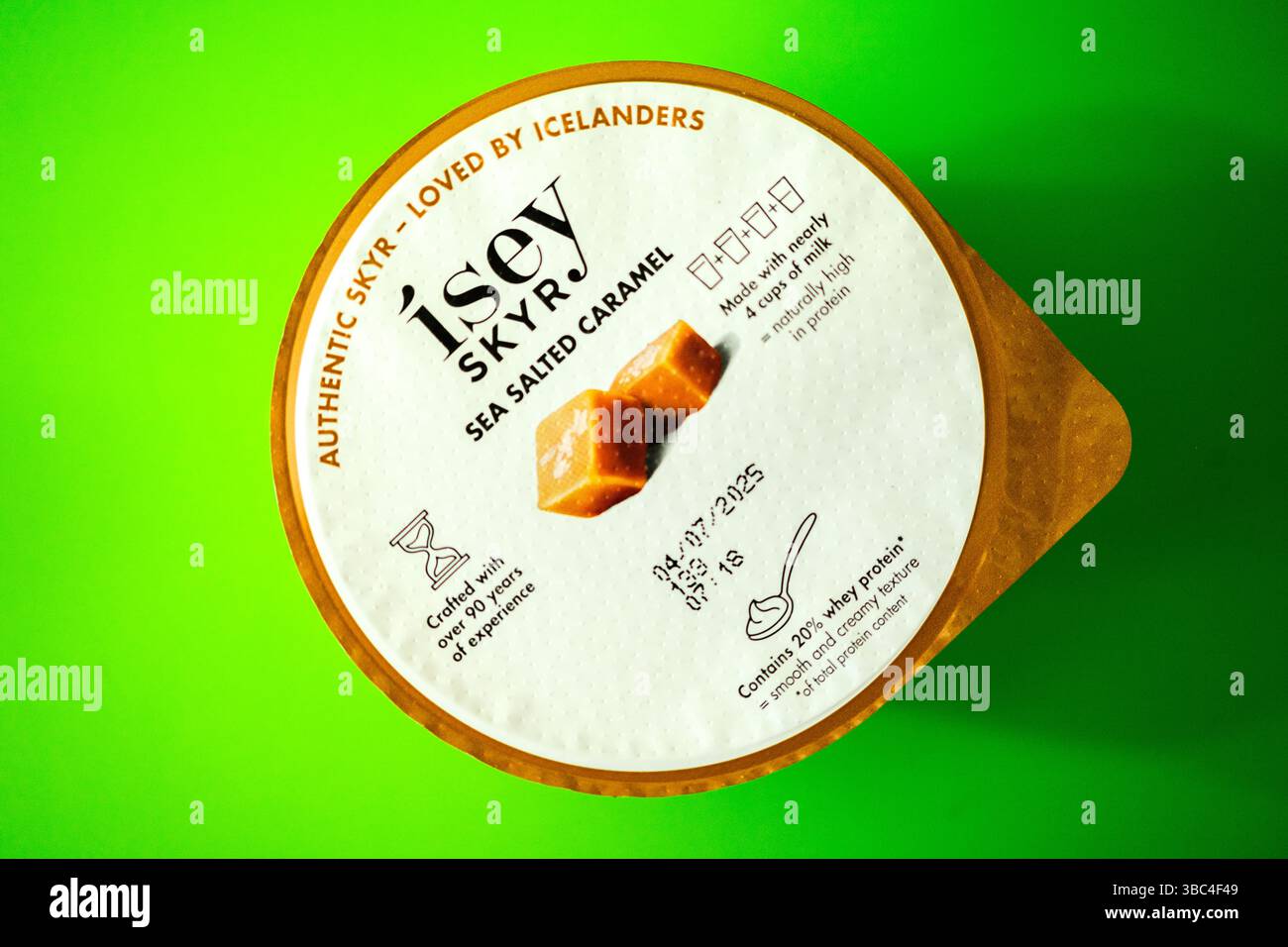 London UK, May 18 2025, Authentic Icelandic Skyr Sea Salted Caramel ...