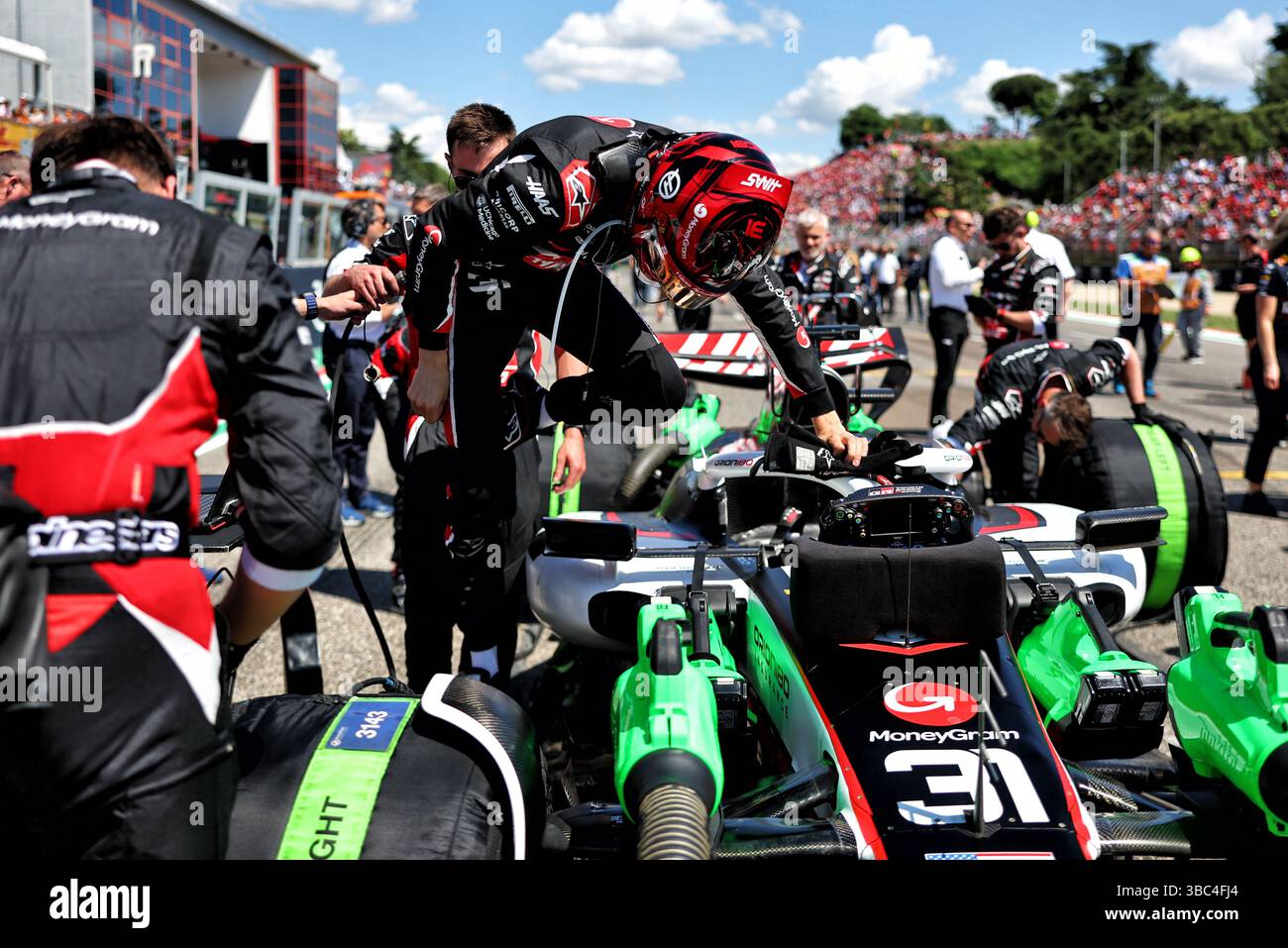 Imola, Italy. 18th May, 2025. Esteban Ocon (FRA) Haas VF-25 on the grid ...