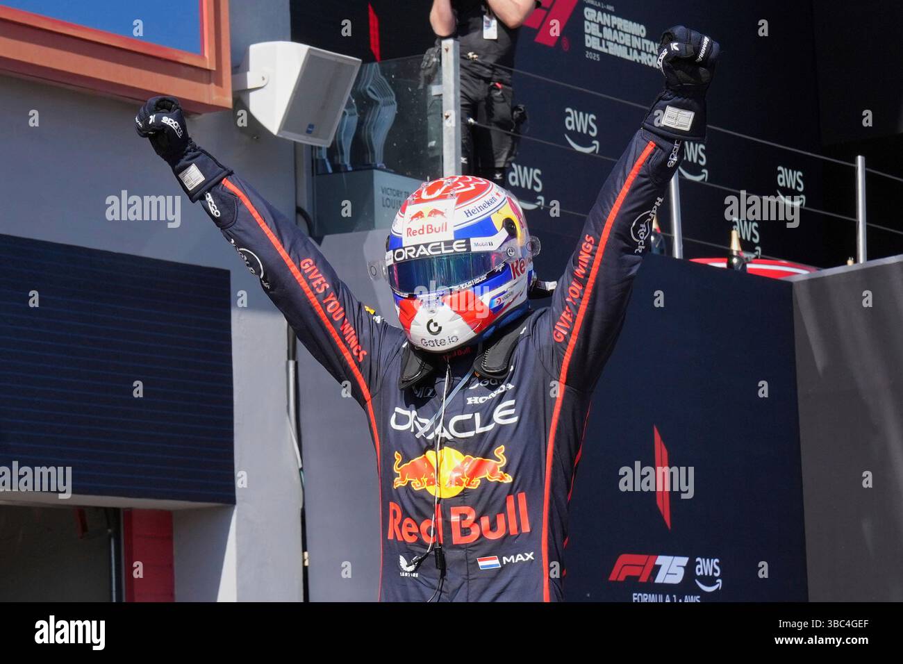 Red Bull driver Max Verstappen of the Netherlands celebrates winning ...