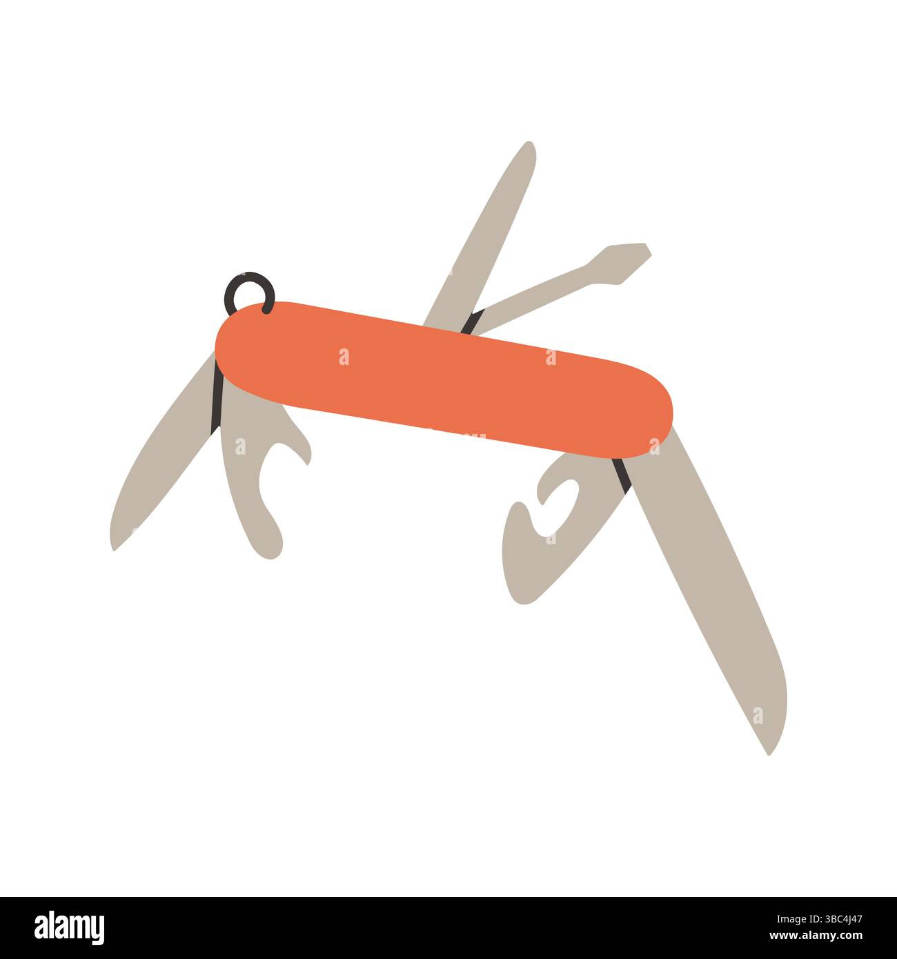 Simple red camping multitool. Multi purpose pocket knife in flat style ...