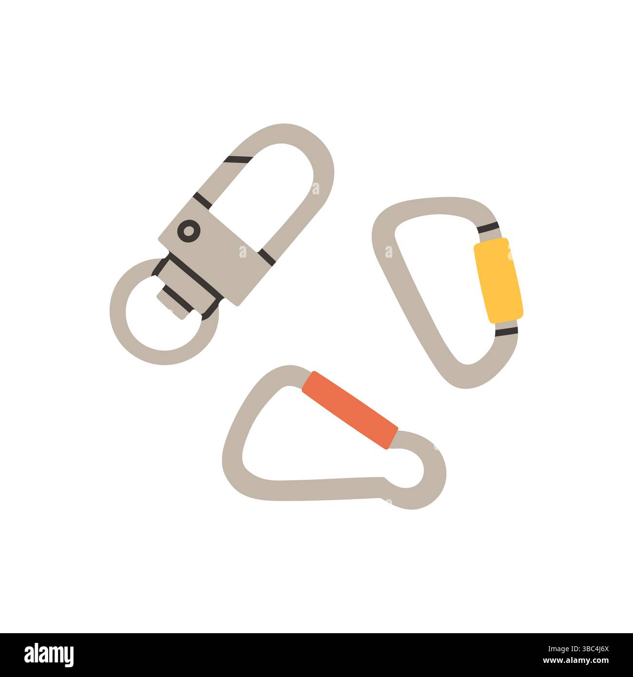 Simple climbing hooks. Claw clasps and carabiners flat set, different ...