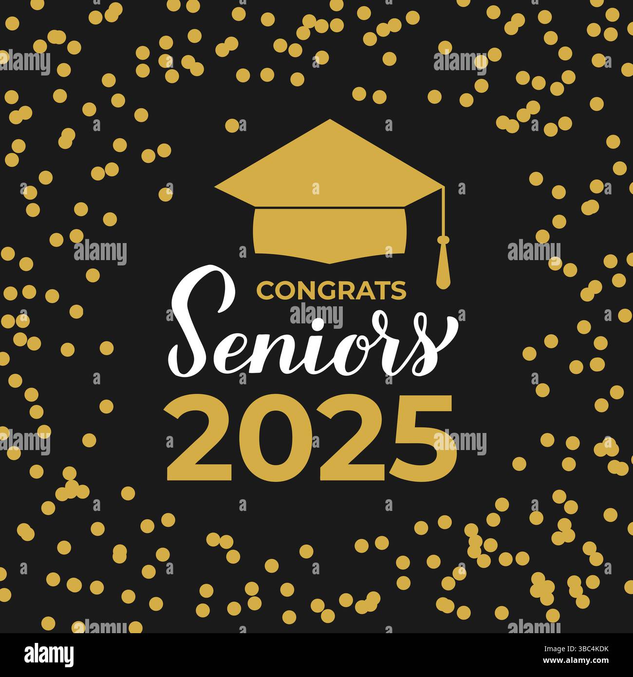 Congrats Seniors 2025 lettering with graduation hat on black background ...