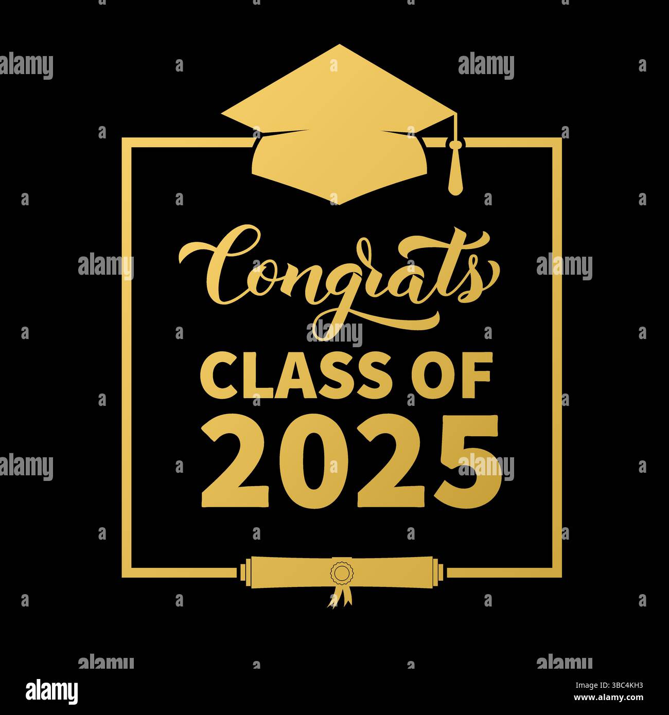 Congrats class of 2025 lettering. Graduation typography poster. Vector ...