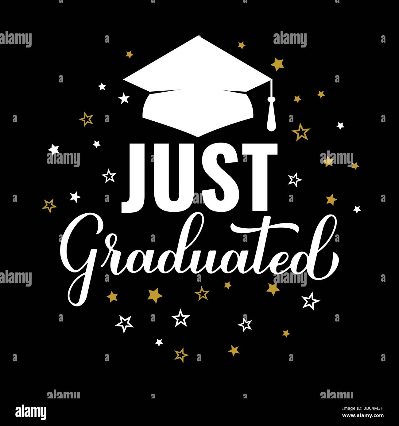 Just Graduated calligraphy hand lettering with graduation cap ...