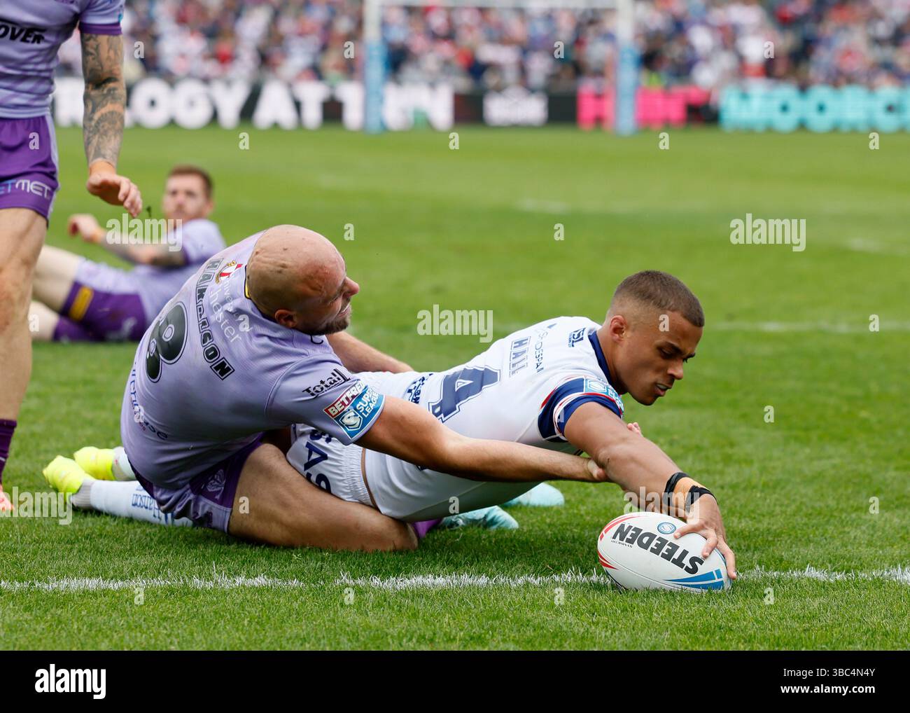 Wakefield Trinity's Corey Hall scores a try during the Betfred Super ...