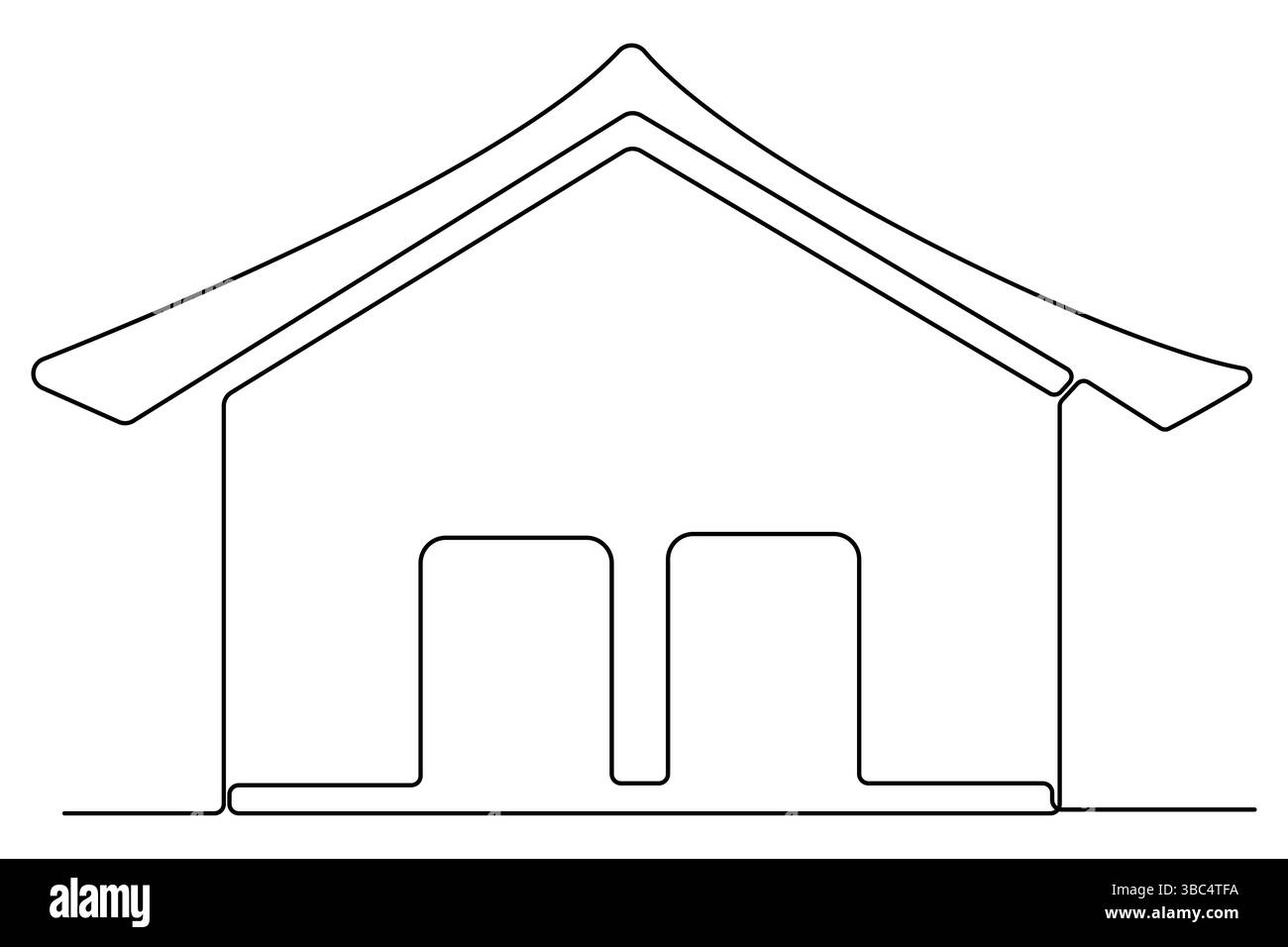 Continuous one line drawing House concept art illustration of white ...