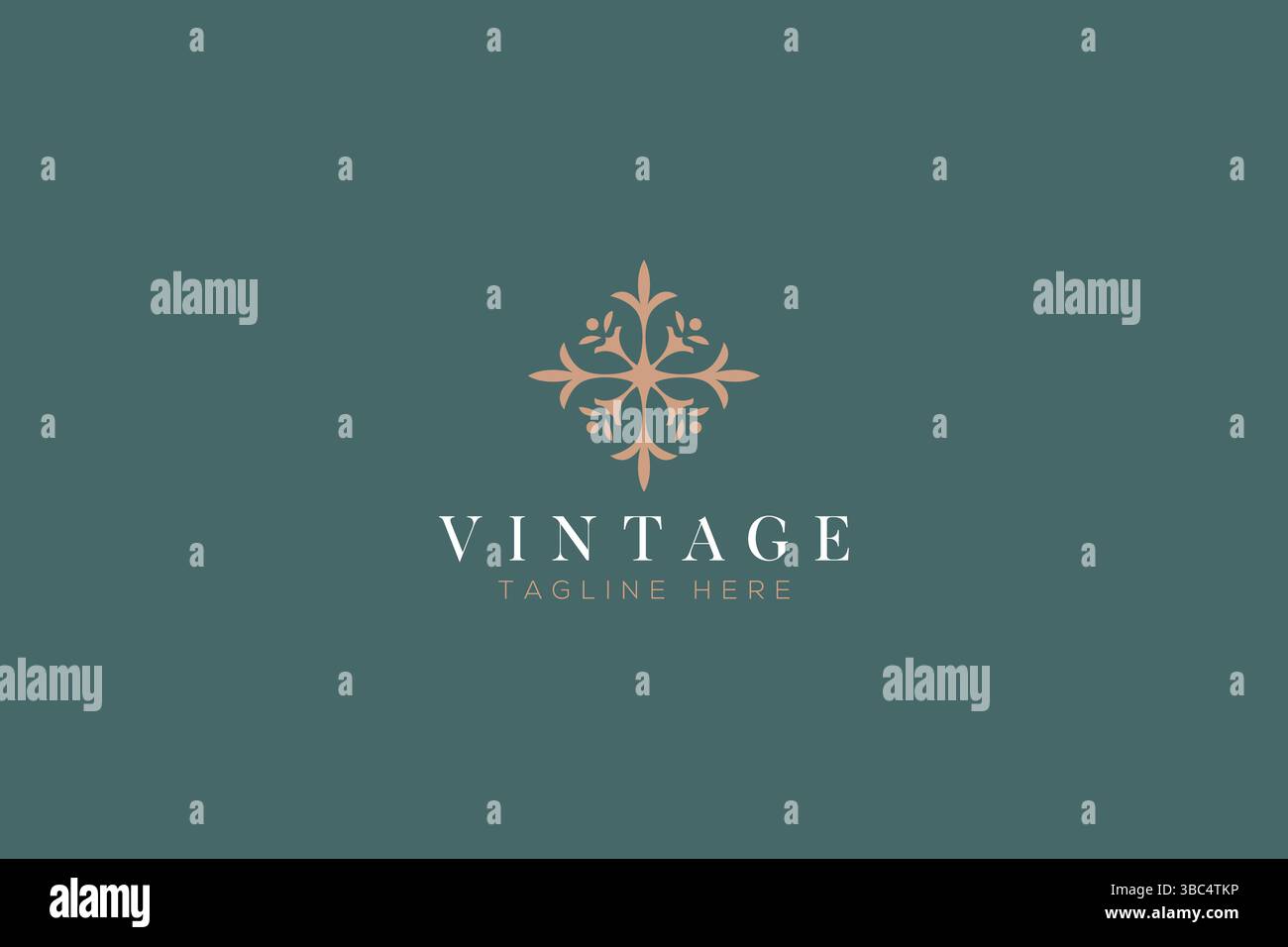 Minimalist Icon Floral Abstract Shape Royal Branding Logo with Gold ...