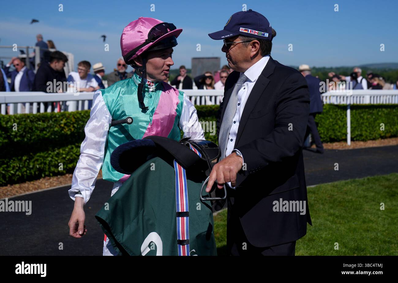 Jockey Colin Keane (left) and trainer Ger Lyons after their horse ...
