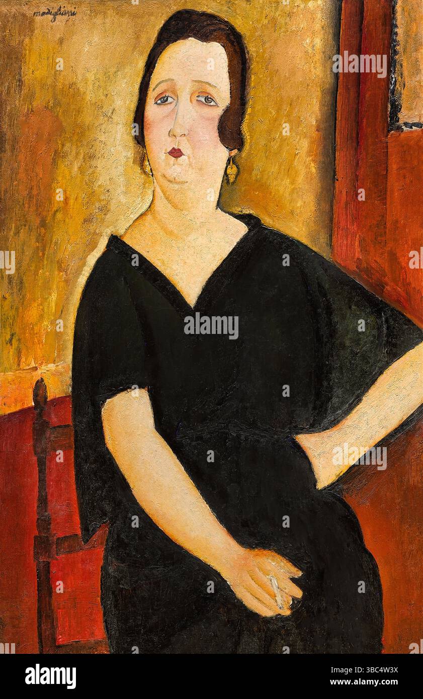 1918 portrait of Madame Amédée by Modigliani. Woman with cigarette ...