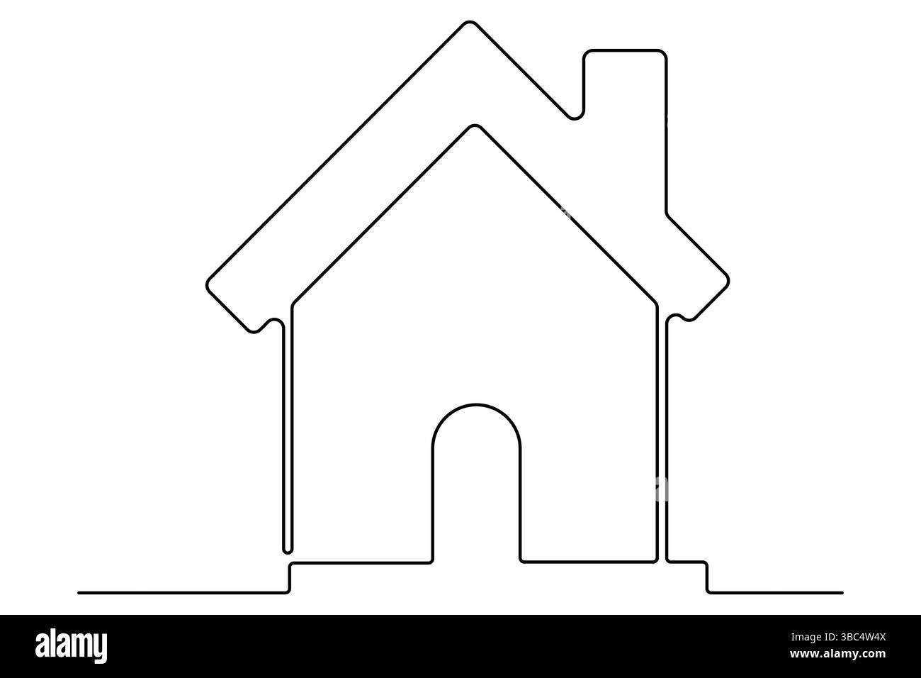 Continuous one line drawing House concept art illustration of white ...