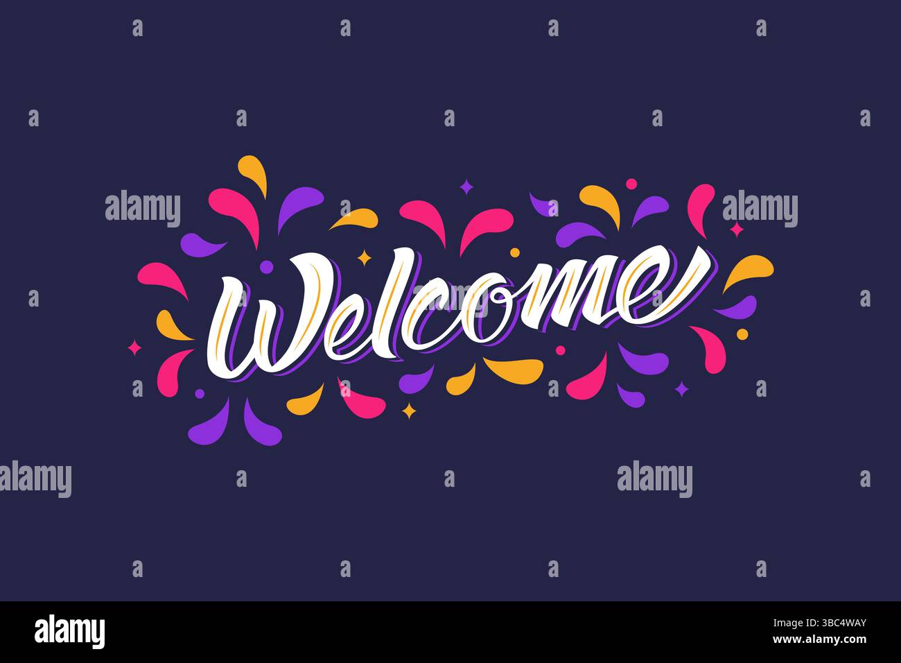 Welcome Banner Text Handwritten Art Original Typography with Colorful ...