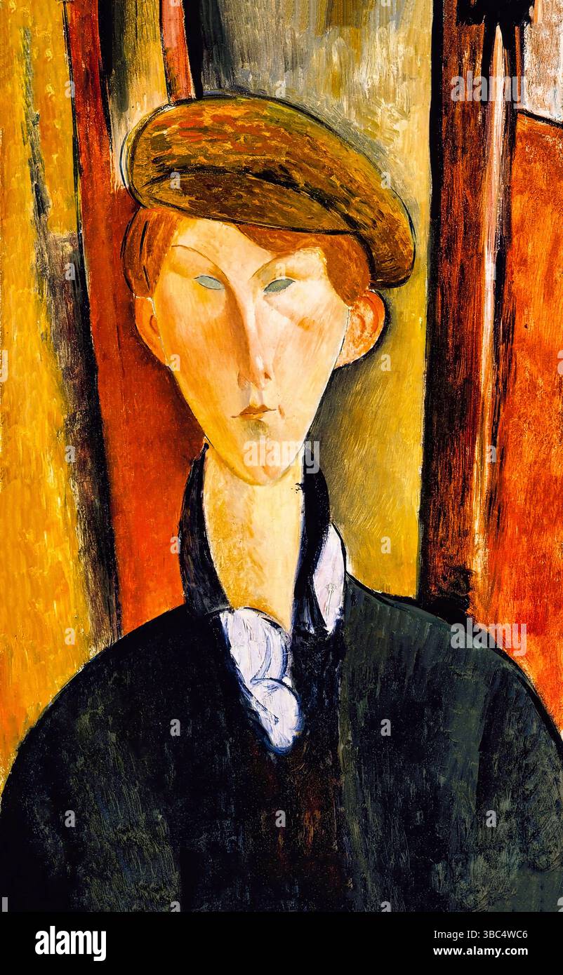 Early 20th century portrait of a young man with cap by Modigliani ...