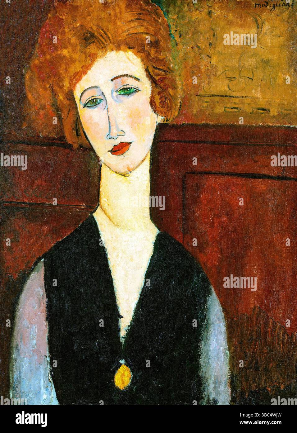 Modigliani's c. 1917-1918 "Portrait of a Woman" features a stylized ...