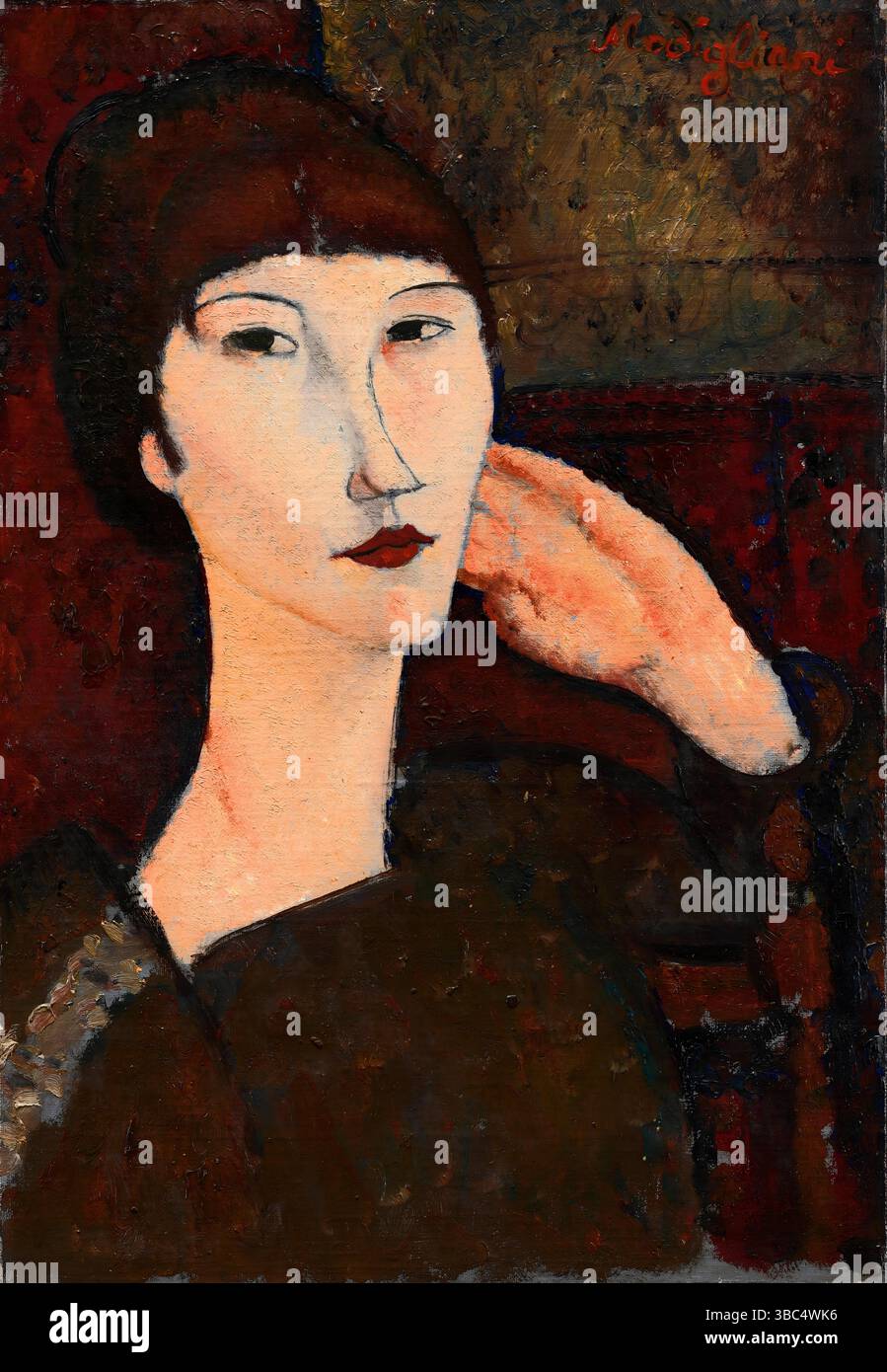 Modigliani's 1917 portrait "Adrienne" features a woman with bangs in ...