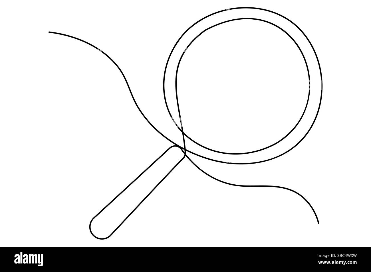 Continuous one line drawing magnifying glass symbol concept vector ...