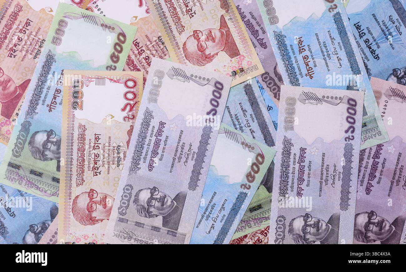 Money, paper currency of Bangladesh, taka notes. Conceptual financial ...