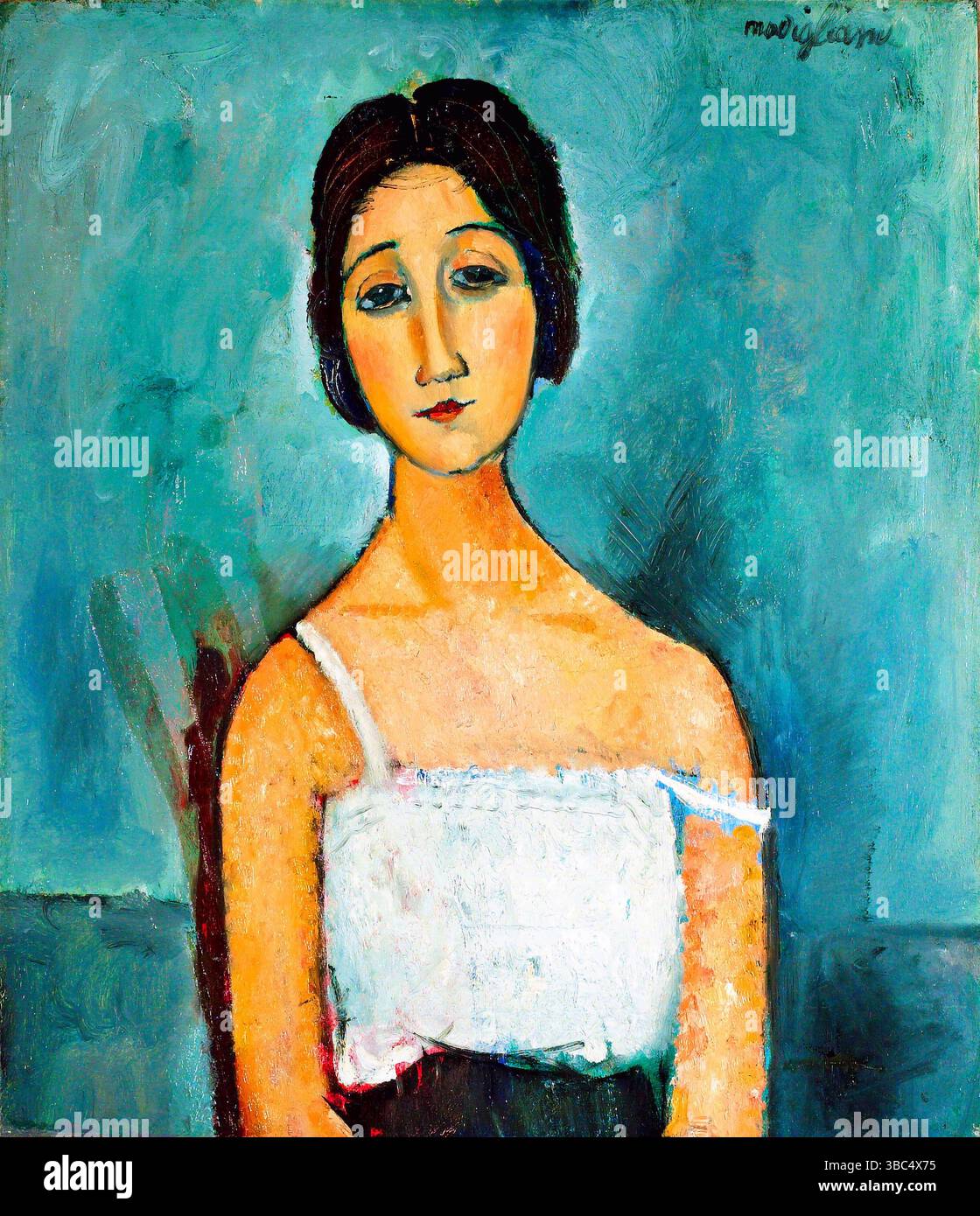 Modigliani's portrait "Christina" features a stylized woman with ...