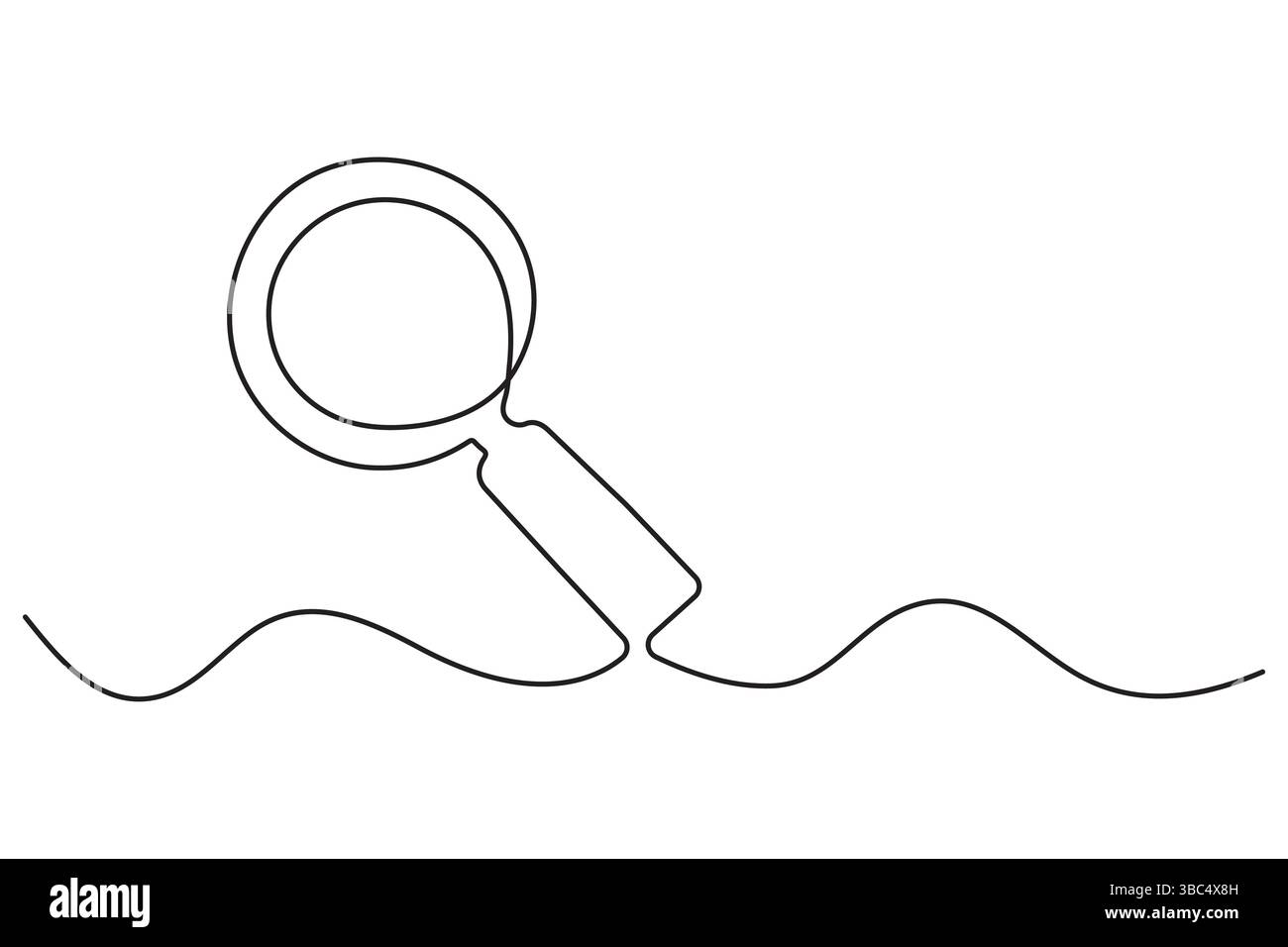 Continuous one line drawing magnifying glass symbol concept vector ...