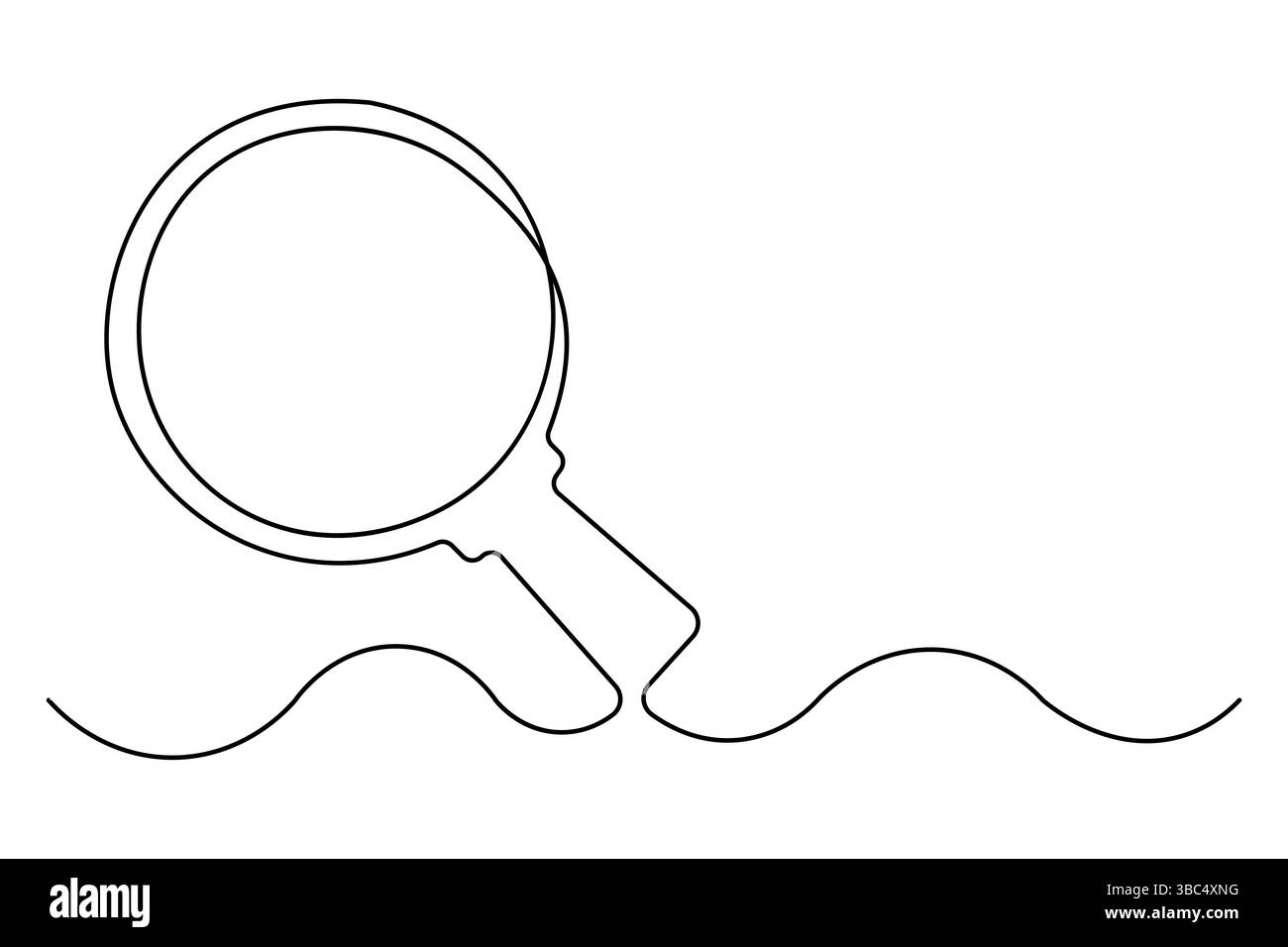 Continuous one line drawing magnifying glass symbol concept vector ...