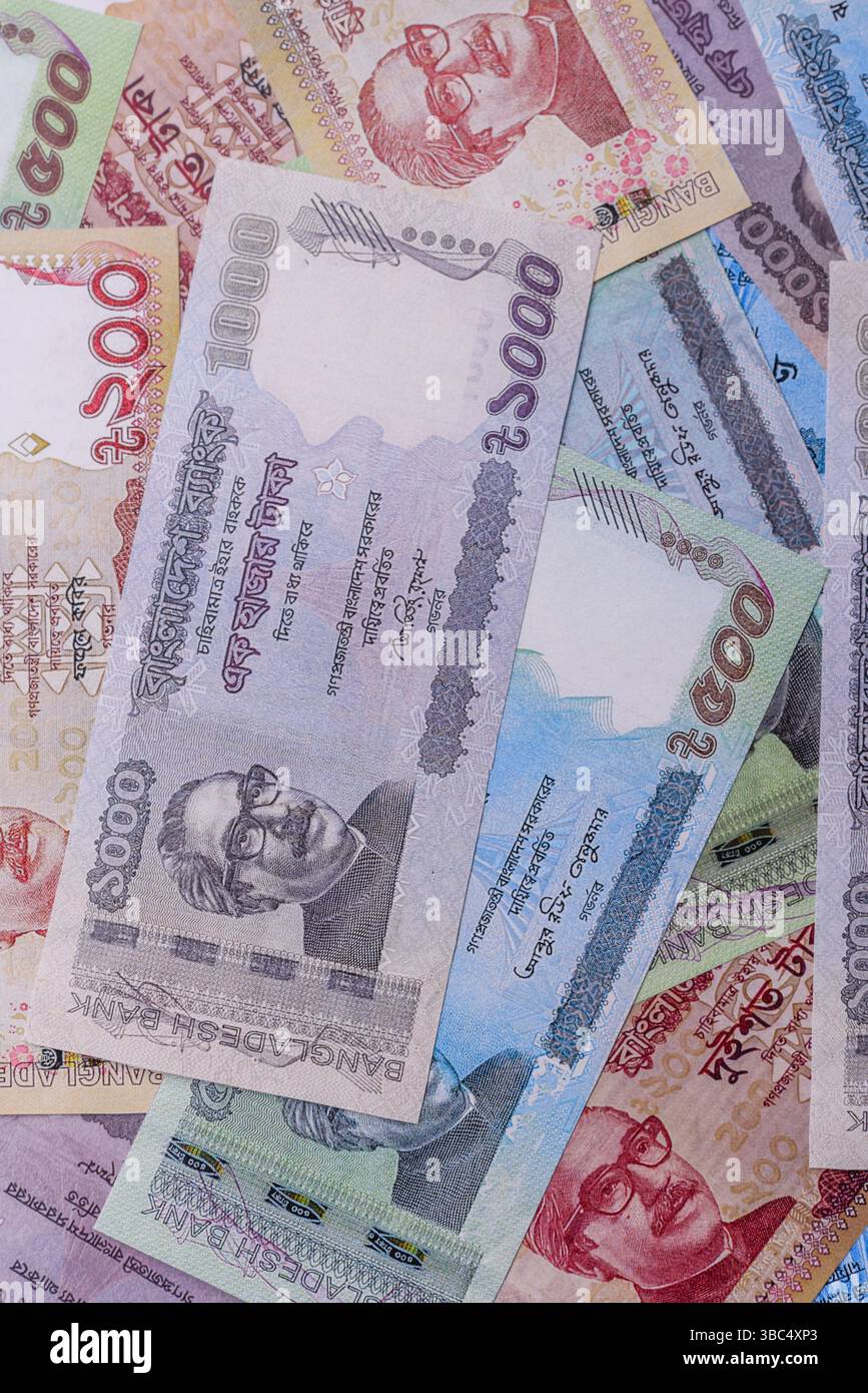 Money, paper currency of Bangladesh, taka notes. Conceptual financial ...