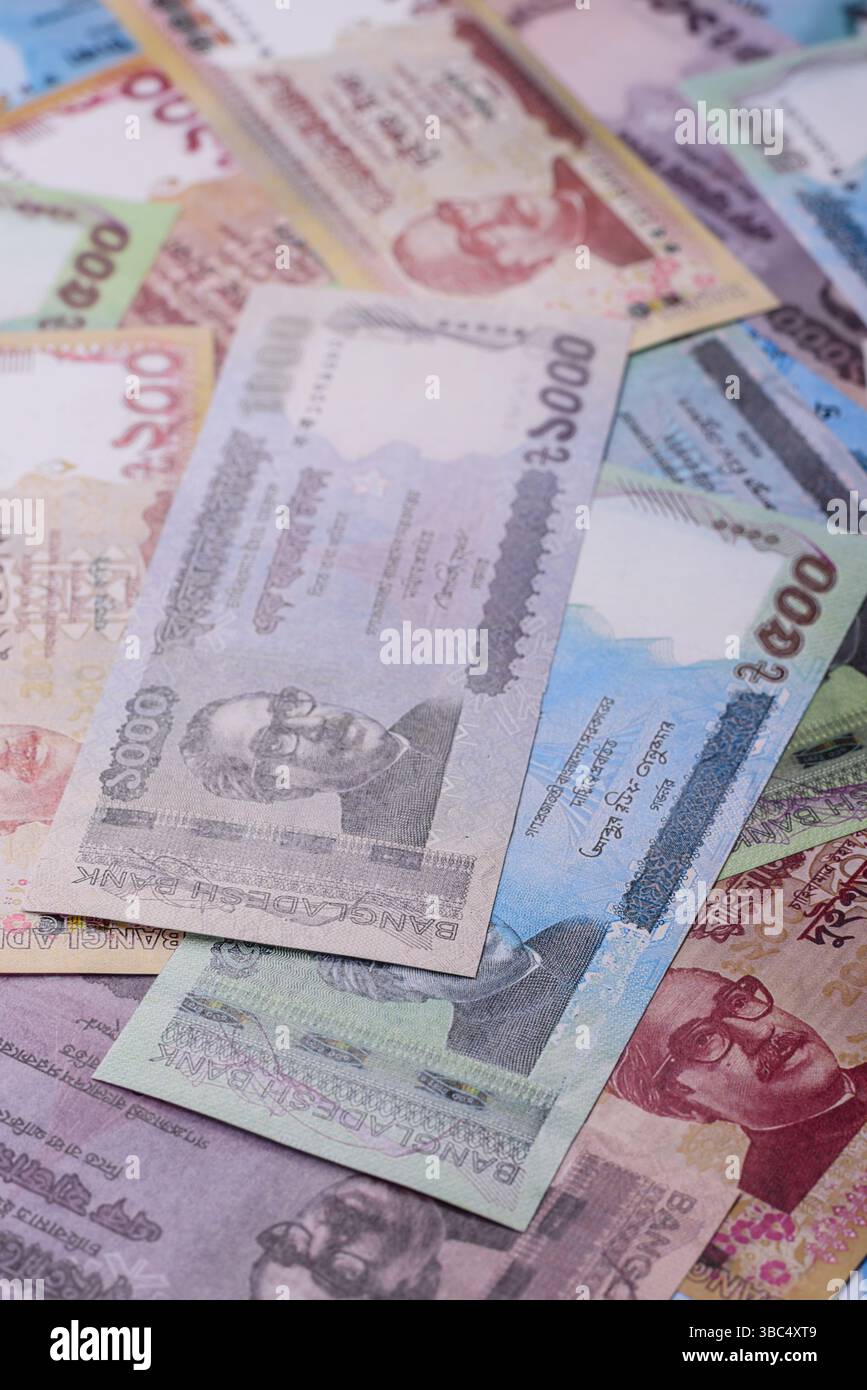 Money, paper currency of Bangladesh, taka notes. Conceptual financial ...