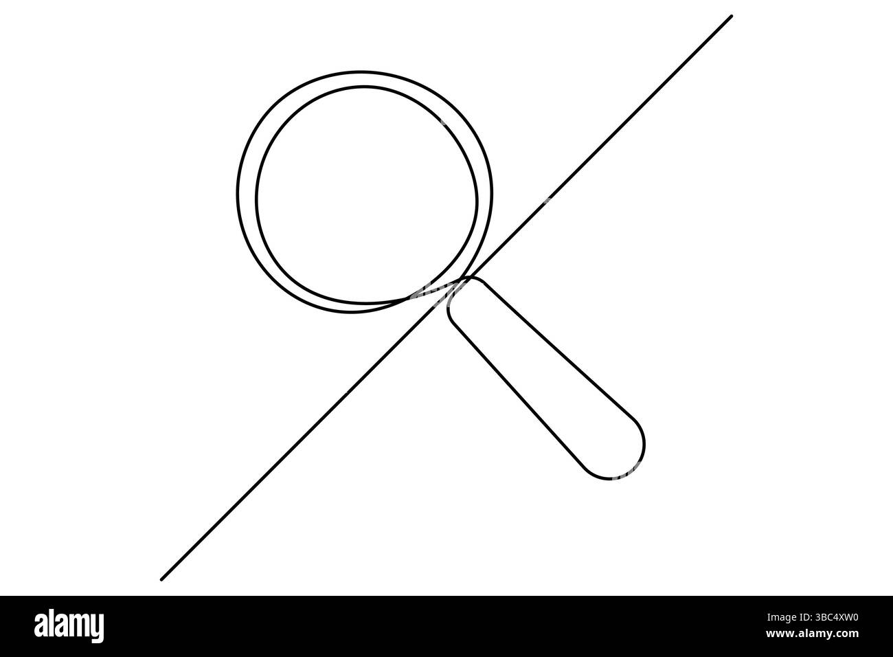 Continuous one line drawing magnifying glass symbol concept vector ...