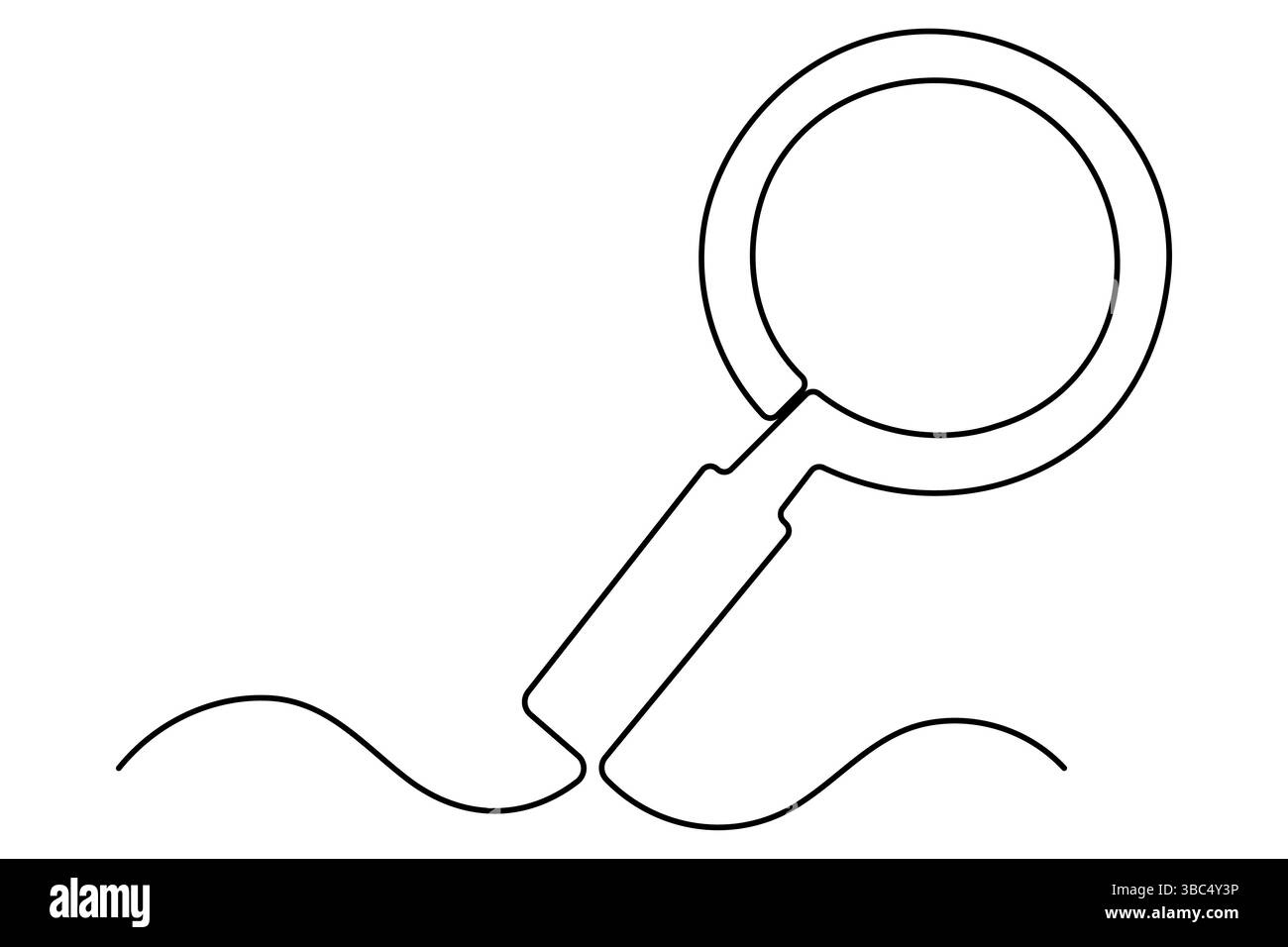 Continuous one line drawing magnifying glass symbol concept vector ...