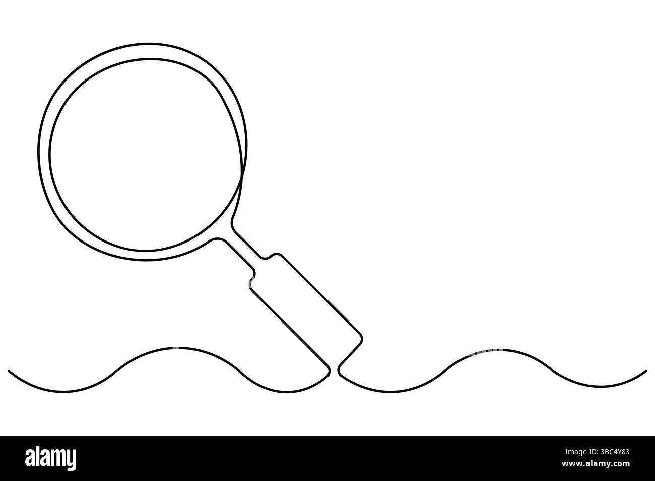 Continuous one line drawing magnifying glass symbol concept vector ...