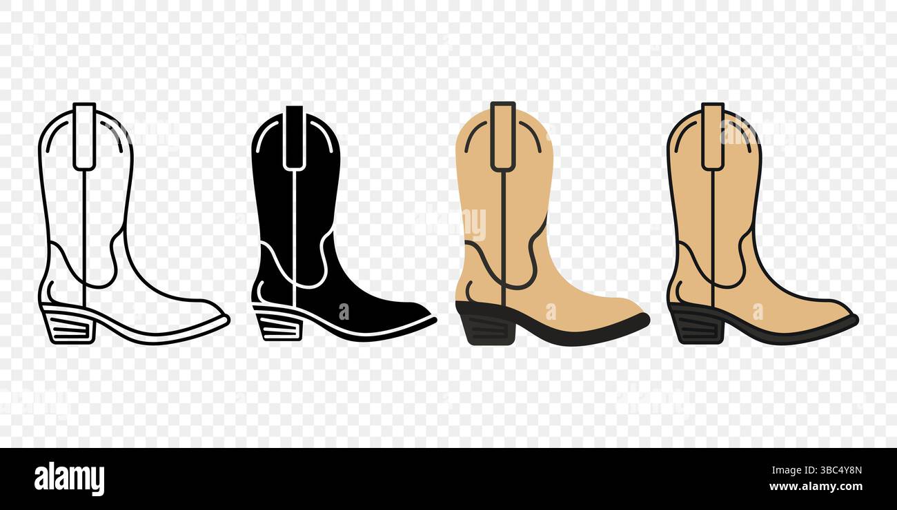 Cowboy Boot Vector Set. Western Style Cowboy Boot Illustration For ...