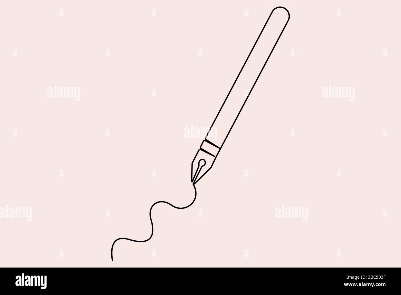Pen writing symbol continuous one line drawing outline vector ...