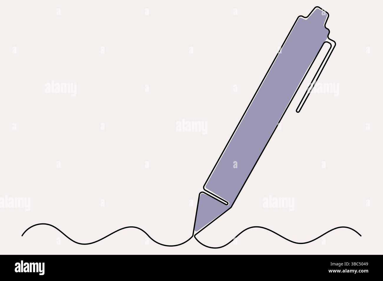 Pen writing symbol continuous one line drawing outline vector ...