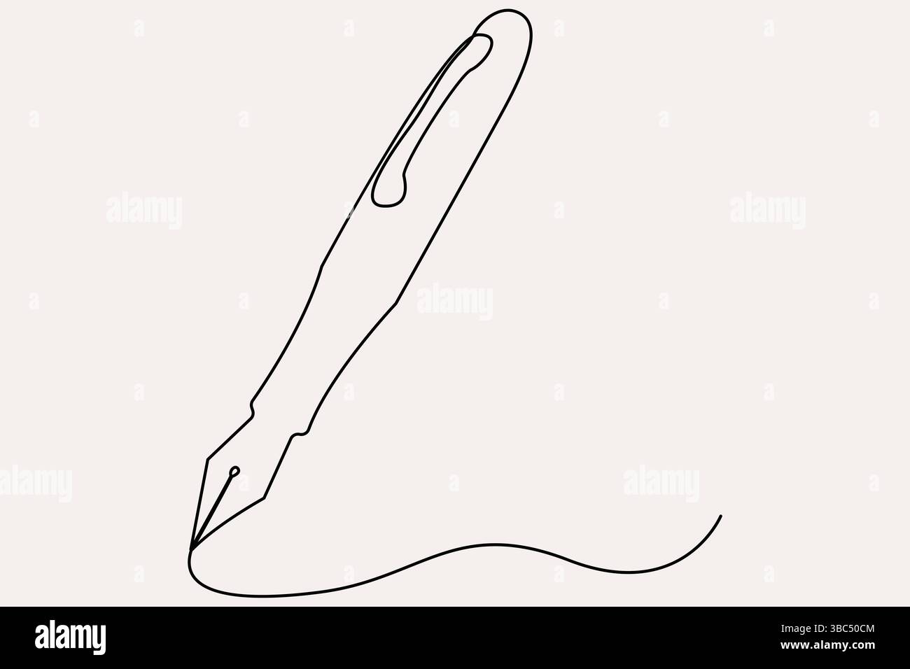 Pen writing symbol continuous one line drawing outline vector ...