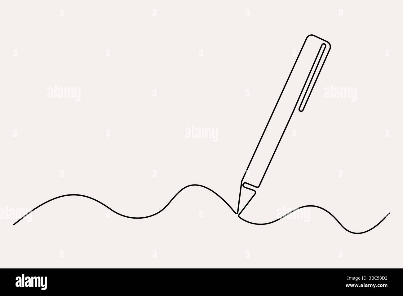 Pen writing symbol continuous one line drawing outline vector ...