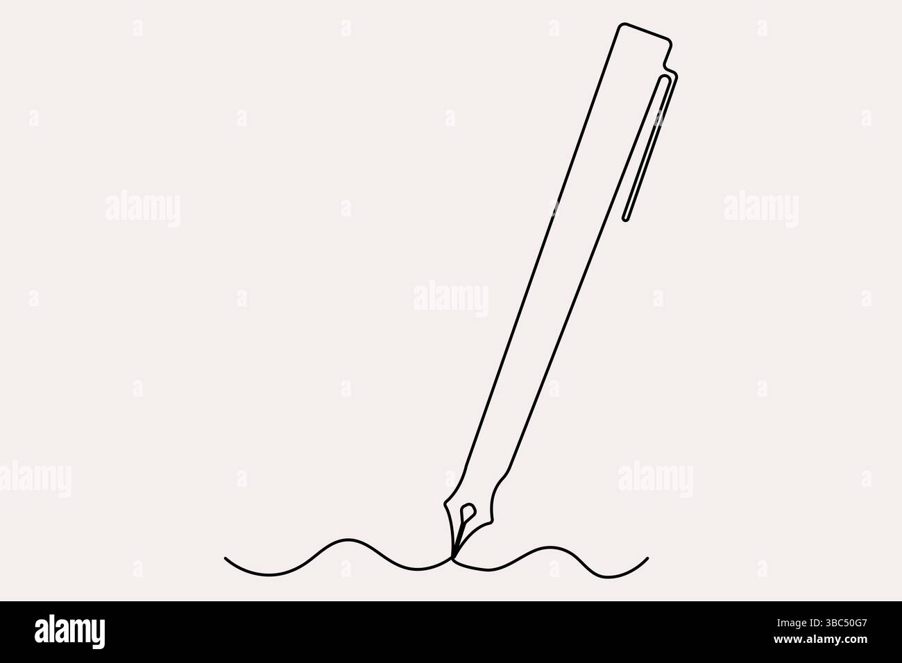Pen writing symbol continuous one line drawing outline vector ...
