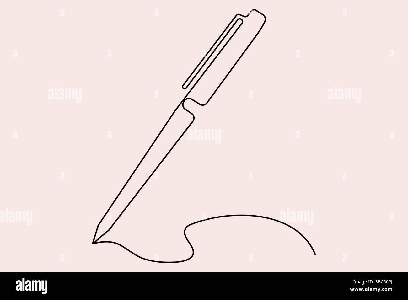 Pen writing symbol continuous one line drawing outline vector ...