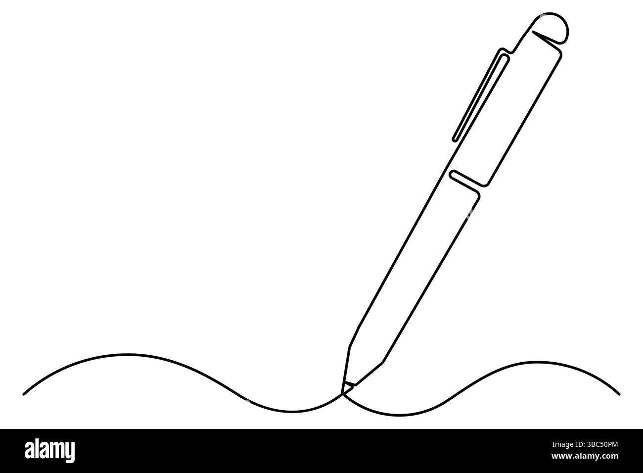Pen writing symbol continuous one line drawing outline vector ...