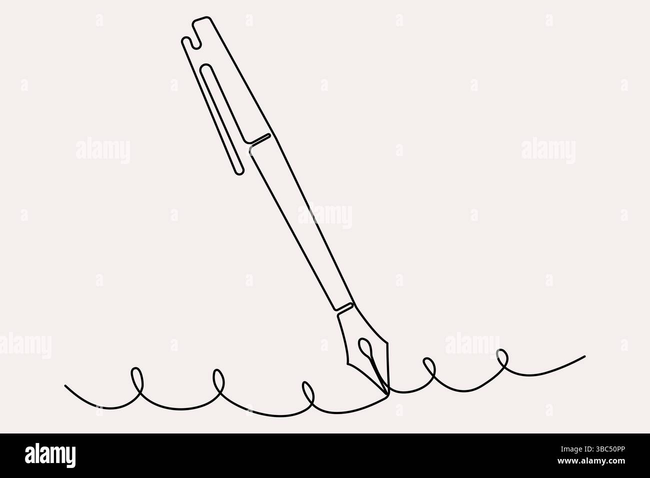 Pen writing symbol continuous one line drawing outline vector ...