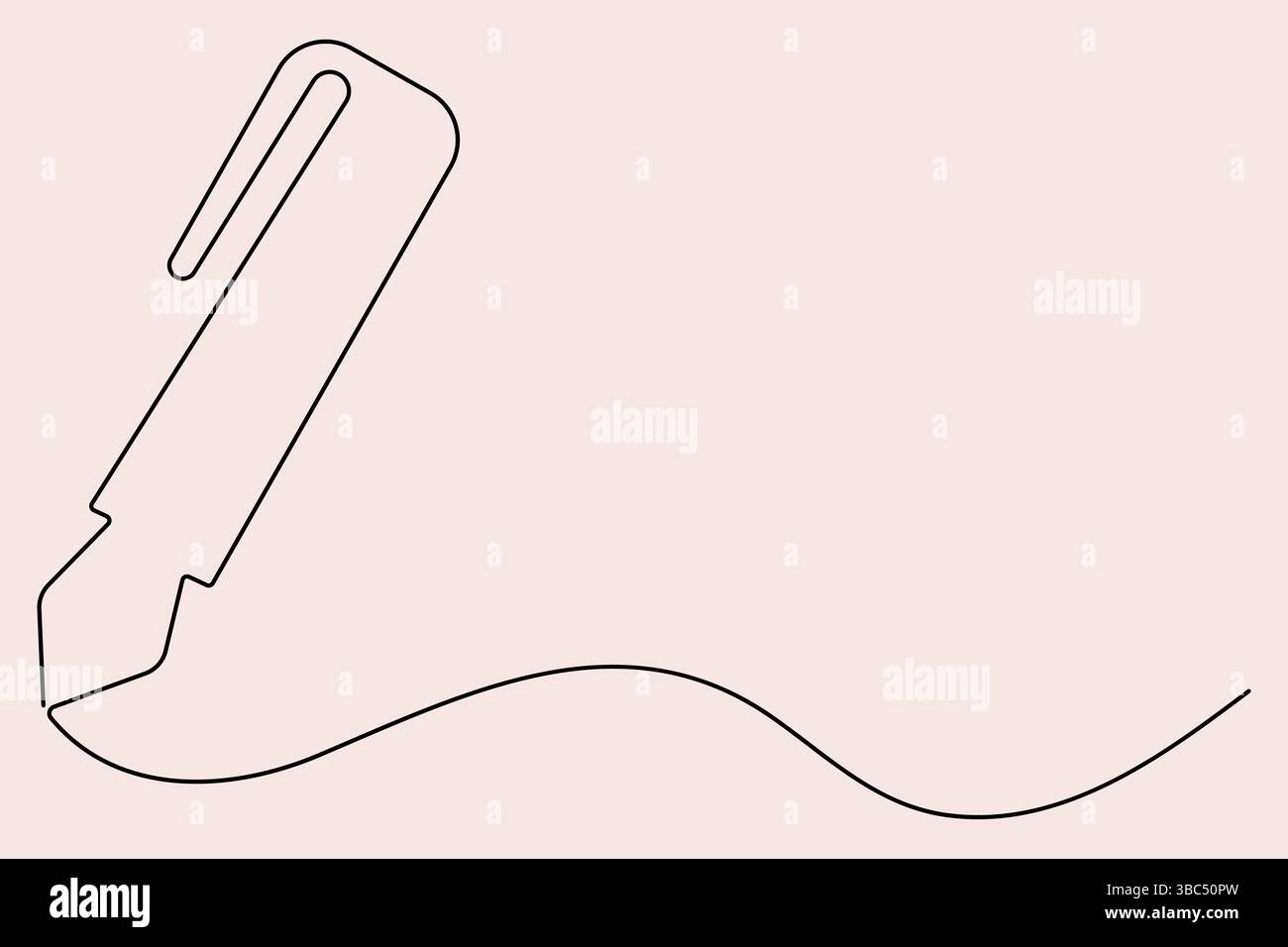 Pen writing symbol continuous one line drawing outline vector ...