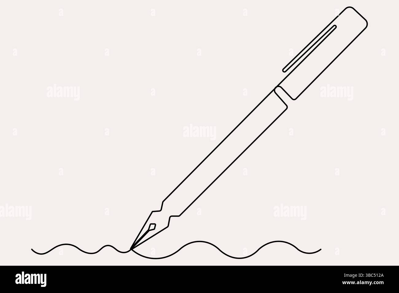Pen writing symbol continuous one line drawing outline vector ...