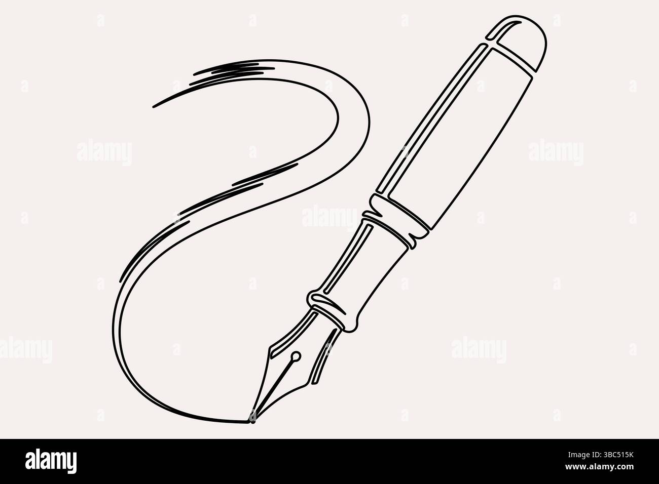 Pen writing symbol continuous one line drawing outline vector ...